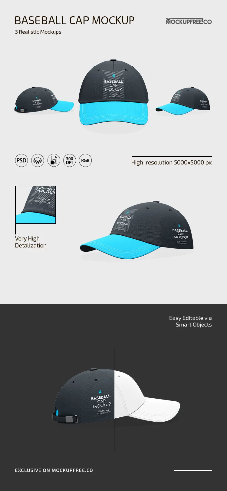 3 Baseball Cap Mockups Free Download | Resource Boy