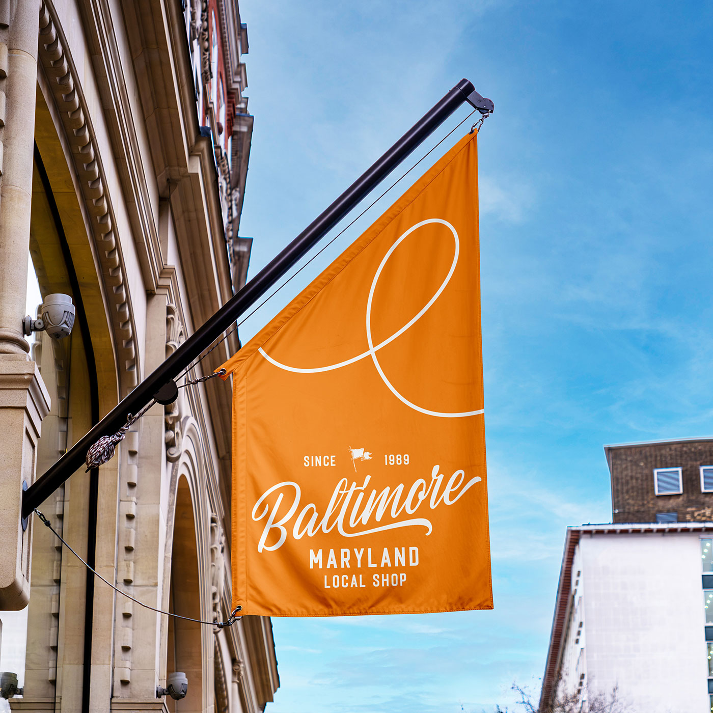 Hanging Asymmetrical Flag Mockup Free Download | Resource Boy