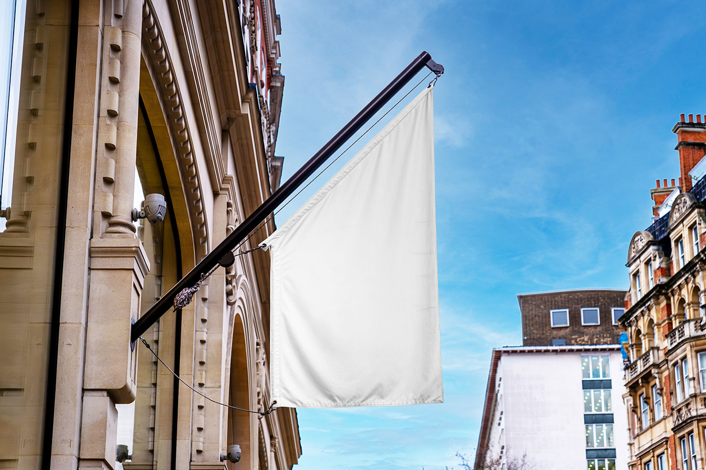 Hanging Asymmetrical Flag Mockup Free Download | Resource Boy