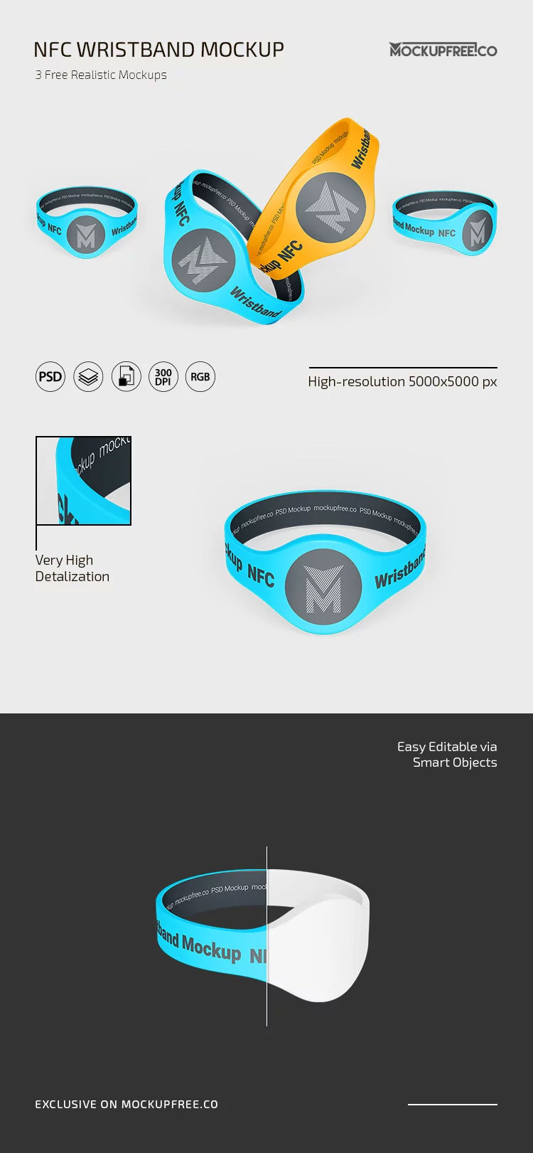 NFC Wristband Mockup Free Download | Resource Boy