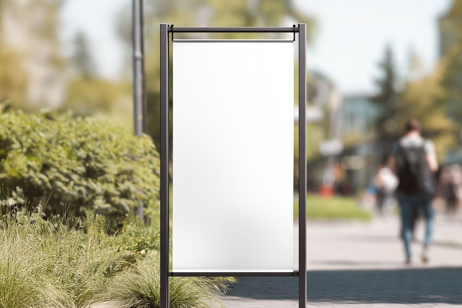 Street Hanging Banner Mockup on Modern Outdoor Walkway Free Download ...