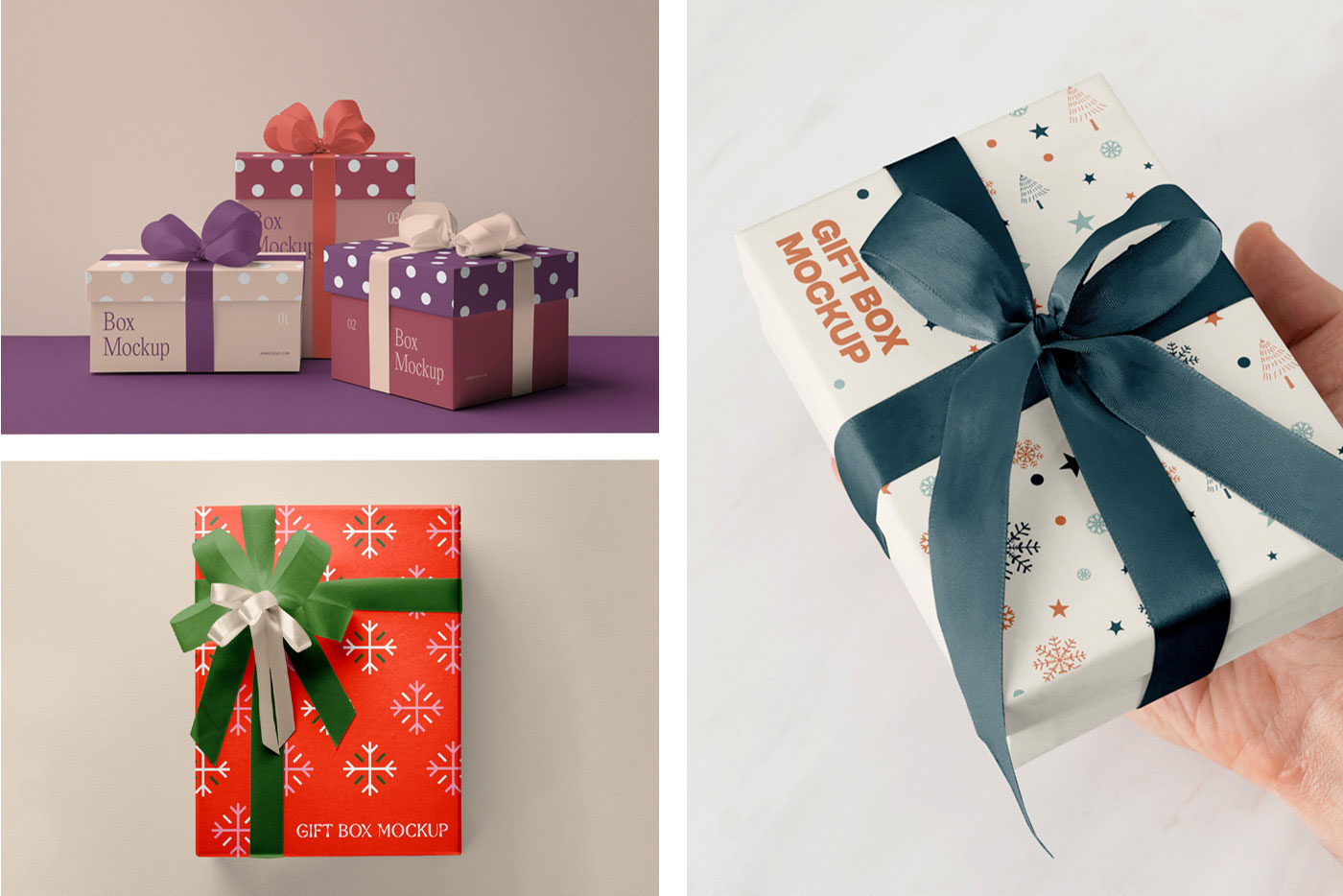 Xmas Box with Ribbon Mockups Free Download | Resource Boy