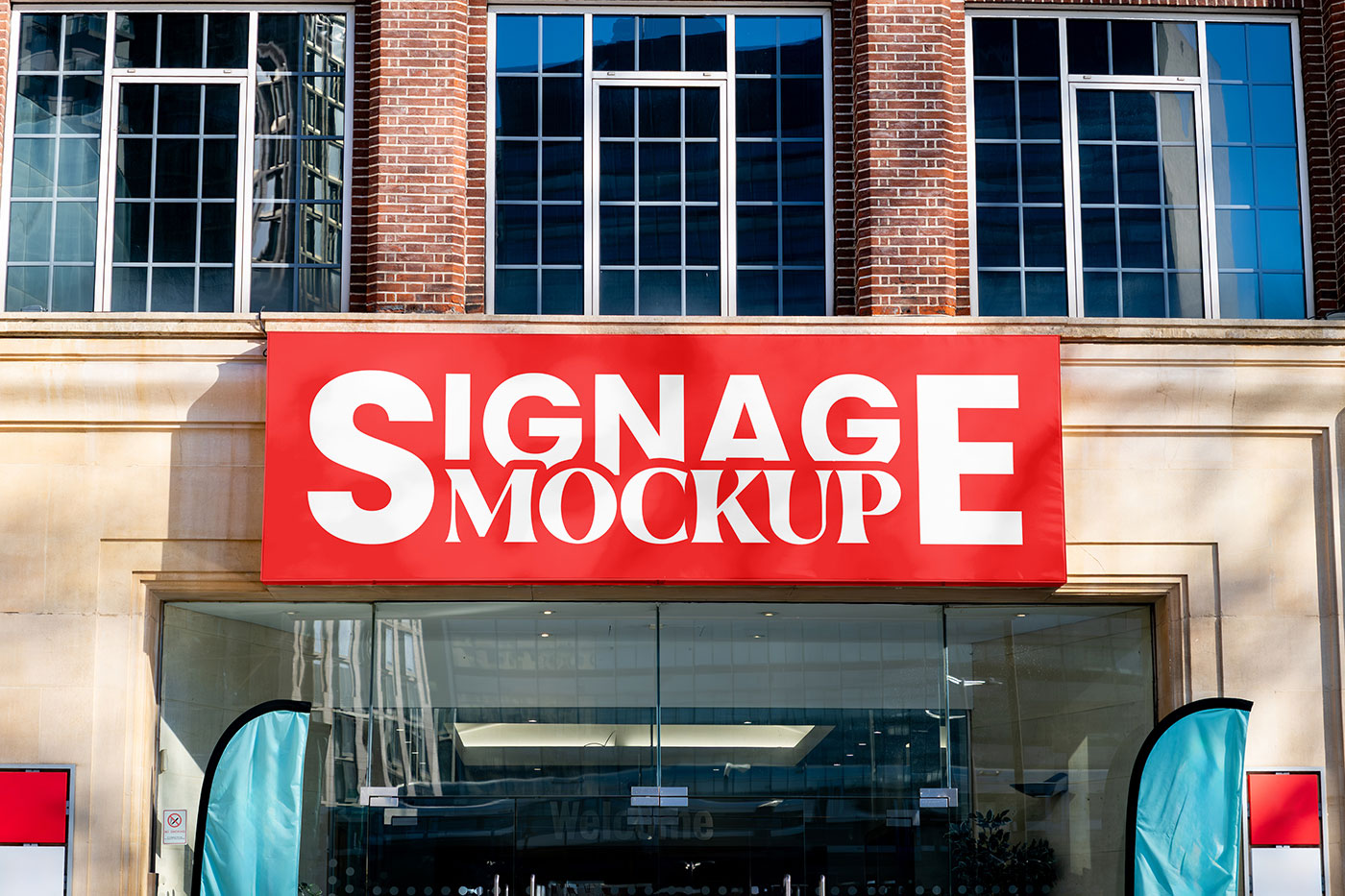 Rectangle Sign on Building Mockup Free Download | Resource Boy