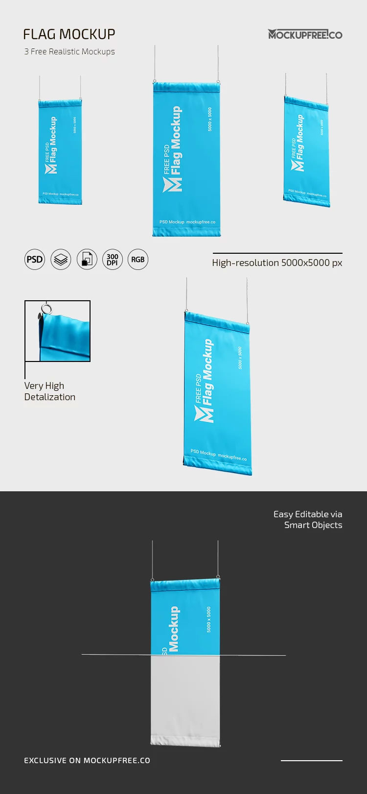 Vertical Blue Flag Mockup Free Download | Resource Boy