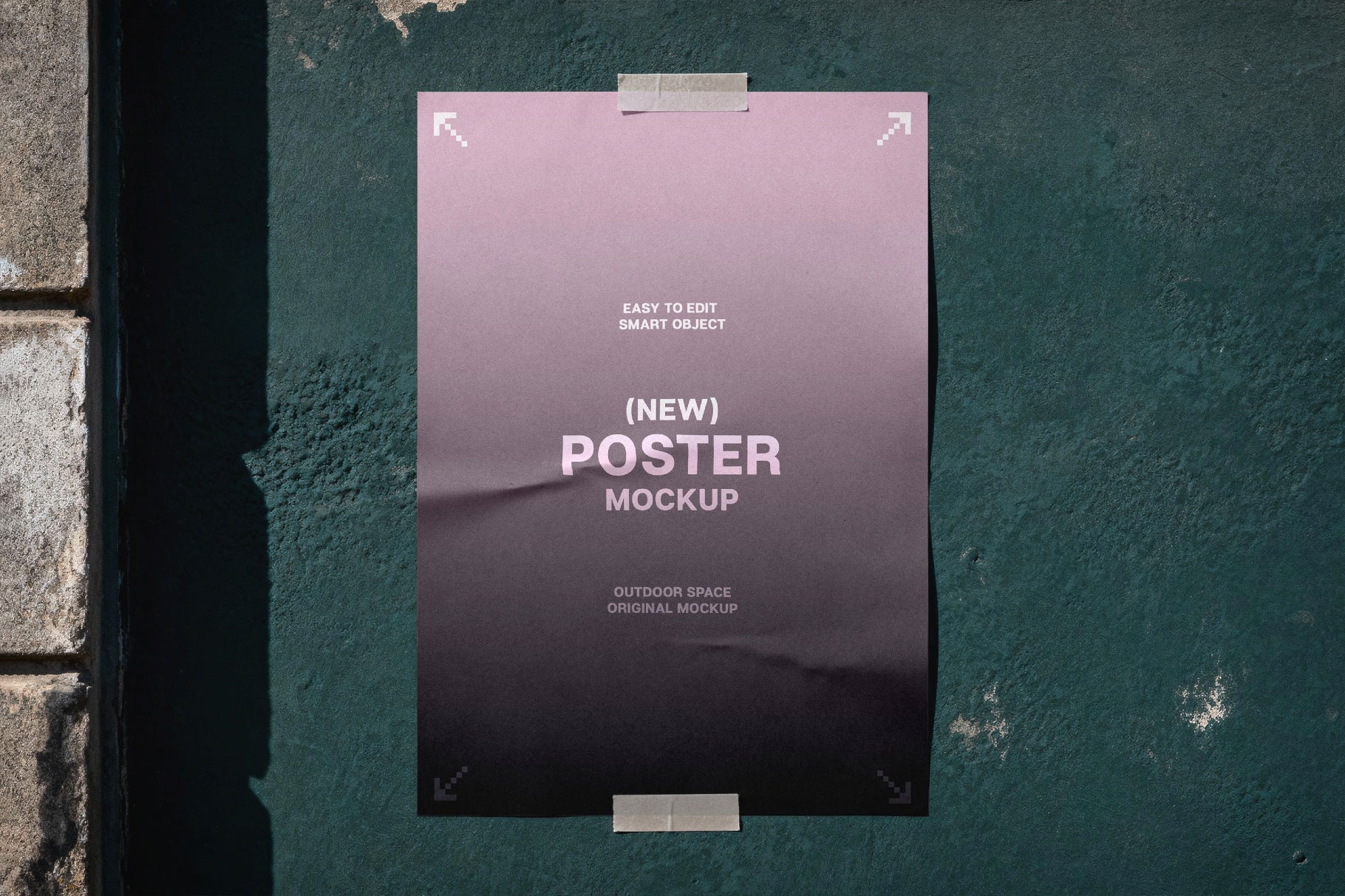 Taped Wall Poster Mockup Free Download | Resource Boy